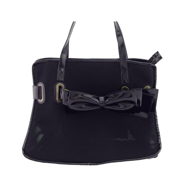 【BIGお買い物ラリー★30%OFFセール中】レッドヴァレンティノ RED VALENTINO ハンドバッグ ブラック×真鍮ゴールド レディース 中古