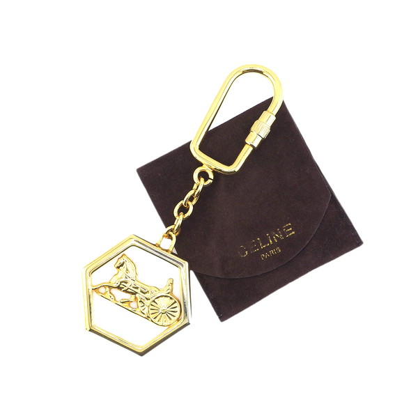 【X'masセール★30%OFF】セリーヌ CELINE キーリングホースキャリッジ ゴールド レディース 中古