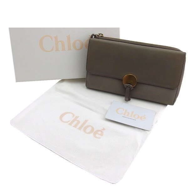【X'masセール★30%OFF】クロエ Chloe 長財布 PORTEFEUILLE MOTTY GREY レディース 中古