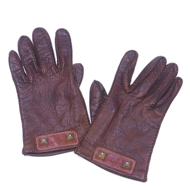 【BIGお買い物ラリー★30%OFFセール中】プラダ PRADA 手袋 レザー レディース 中古