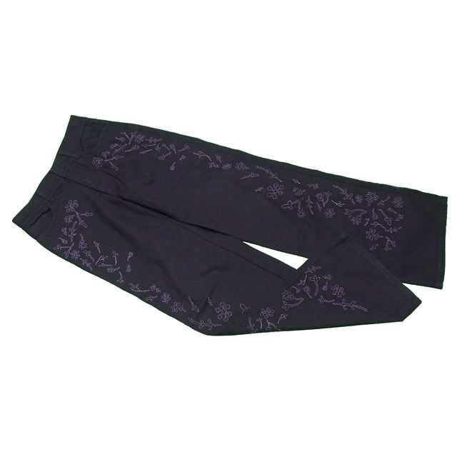 【BIGお買い物ラリー★30%OFFセール中】フェンディ FENDI パンツフラワー刺繍 ♯27inchサイズ ブラック レディース 中古
