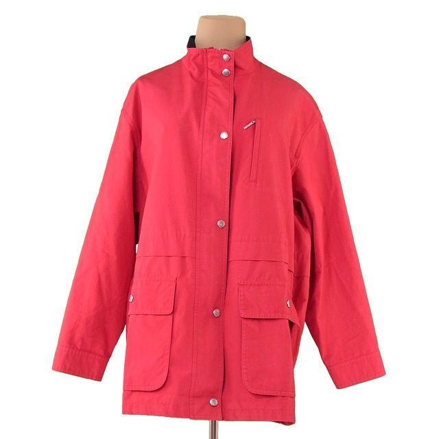 【X'masセール★30%OFF】バーバリー BURBERRY ■■■■■■■■■■　アウターシングルボタン＆ファスナー ♯13サイズ レッド×シルバー レディース 中古