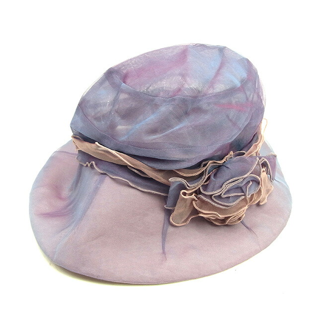 【BIGお買い物ラリー★30%OFFセール中】ランバン LANVIN ■■■■■■■■■■帽子フラワーモチーフ パープル×ピンク系 レディース 中古