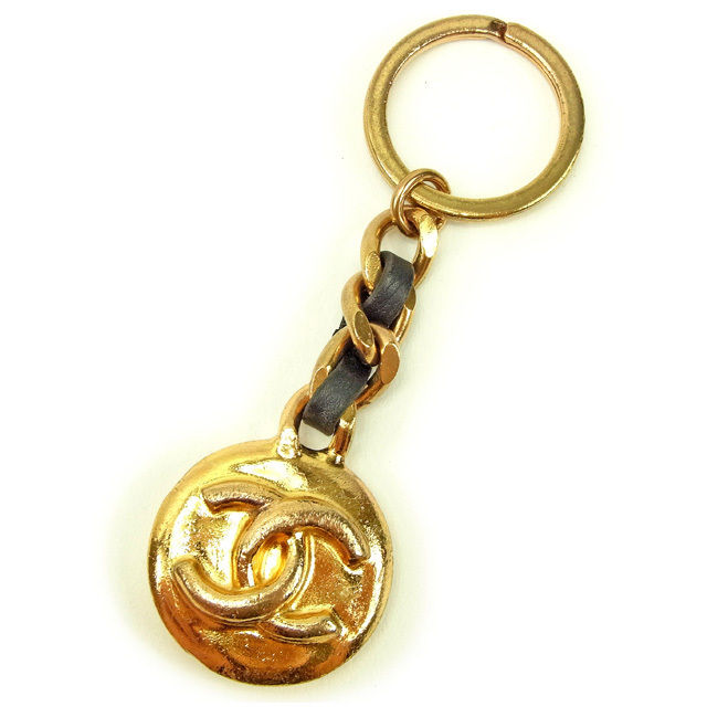 【X'masセール★30%OFF】シャネル CHANEL キーリングココマーク ゴールド×ブラック レディース 中古