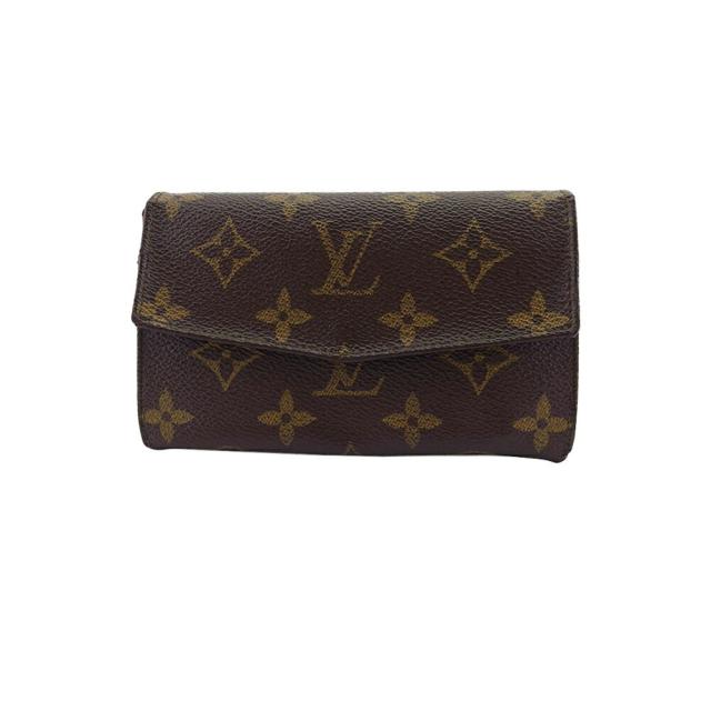 【X'masセール★30%OFF】ルイ・ヴィトン LOUIS VUITTON 二つ折り財布モノグラム ポルトモネジップ ブラウン ベージュ レディース 中古