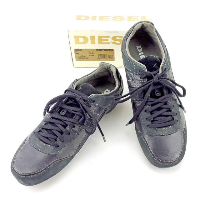 【BIGお買い物ラリー★30%OFFセール中】ディーゼル DIESEL スニーカーKORBIN? ♯JPN28 ローカット ブラック系 レディース 中古