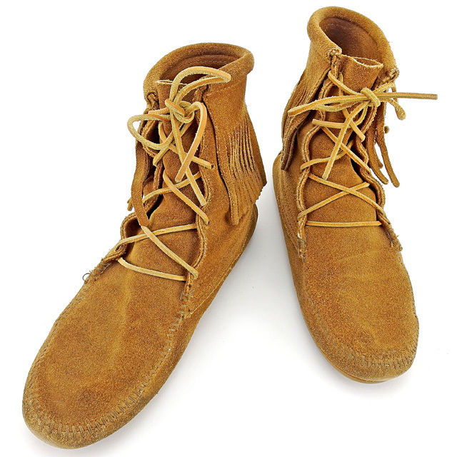 【BIGお買い物ラリー★30%OFFセール中】ミネトンカ Minnetonka ブーツ ライトブラウン レディース 中古