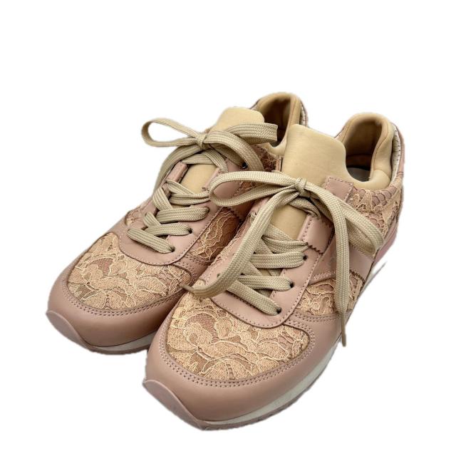 【BIGお買い物ラリー★30%OFFセール中】ドルチェアンドガッバーナ DOLCE&GABBANA スニーカーレースコンビ ドルガバ ローカット ピンク ベージュ系 レディース 中古
