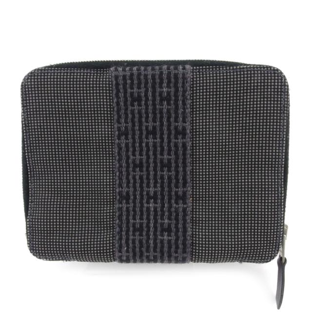 【BIGお買い物ラリー★30%OFFセール中】エルメス HERMES 手帳カバーエールライン ブラック グレー 灰色 レディース 中古