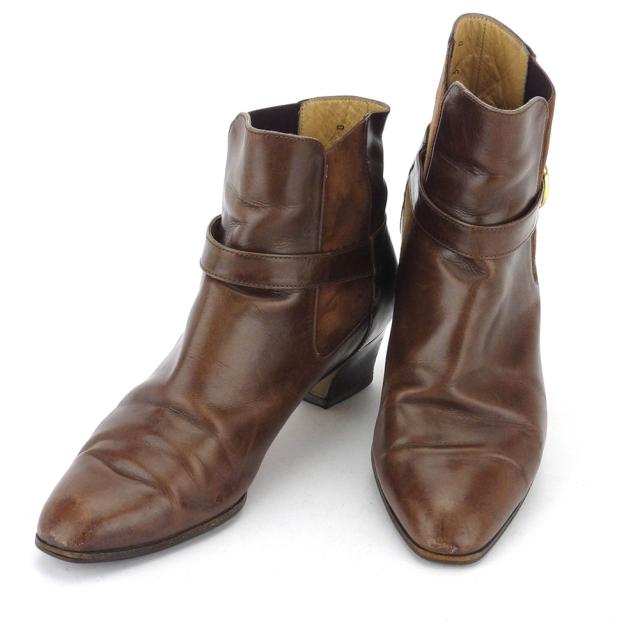 【X'masセール★30%OFF】サルヴァトーレフェラガモ Salvatore Ferragamo ブーツガンチーニ ♯5ハーフ ブラウン レディース 中古