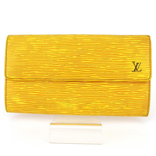 【BIGお買い物ラリー★30%OFFセール中】ルイ・ヴィトン LOUIS VUITTON 長財布エピ ポシェットポルトモネクレディ イエロー パープル ゴールド レディース 中古