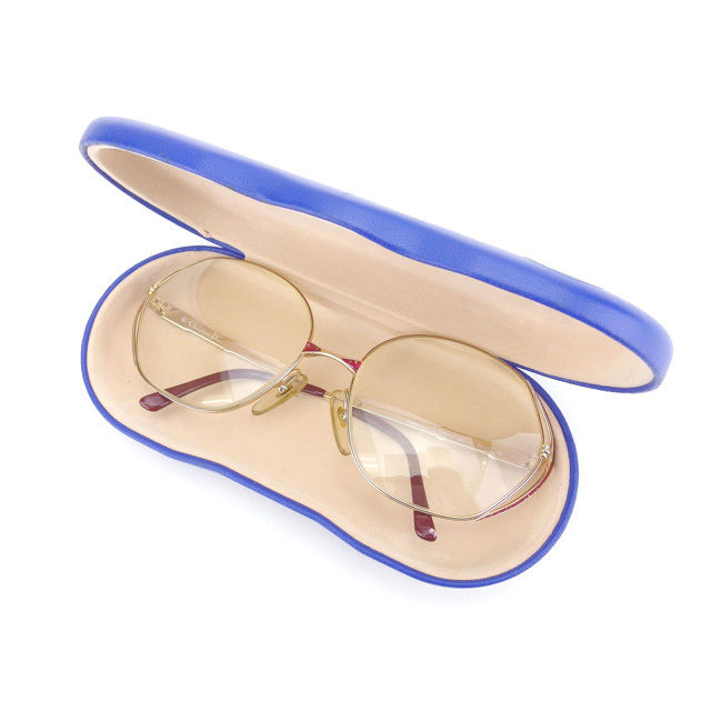 【BIGお買い物ラリー★30%OFFセール中】クリスチャンディオール Christian Dior メガネ度入り フルリム クリア×ゴールド×ボルドー レディース 中古