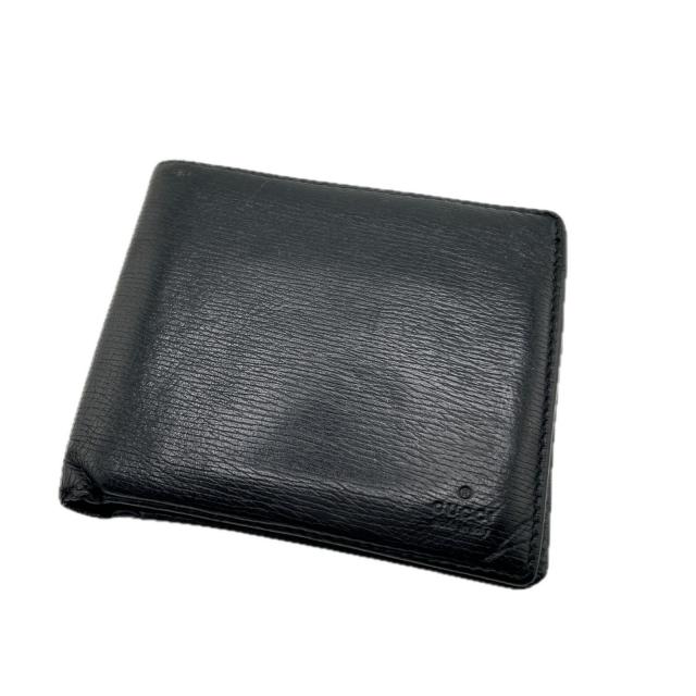 【BIGお買い物ラリー★30%OFFセール中】グッチ GUCCI 二つ折り財布ロゴ ブラック レディース 中古