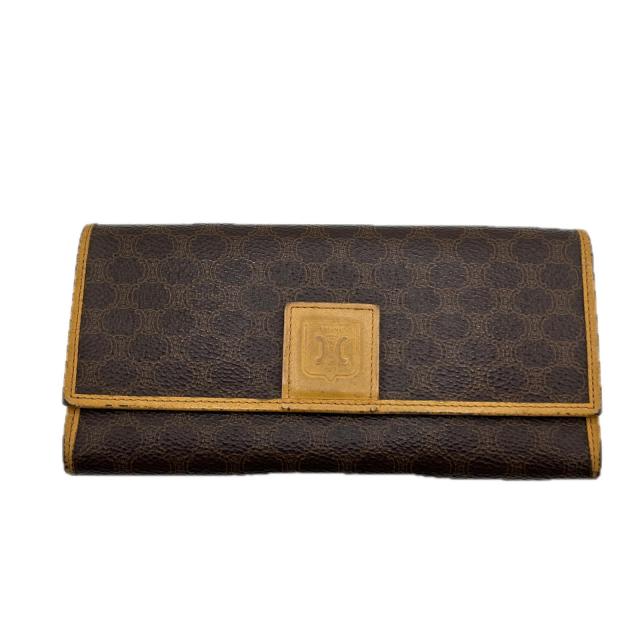 【X'masセール★30%OFF】セリーヌ CELINE 長財布マカダム ライトブラウン×ブラウン ユニセックス 中古
