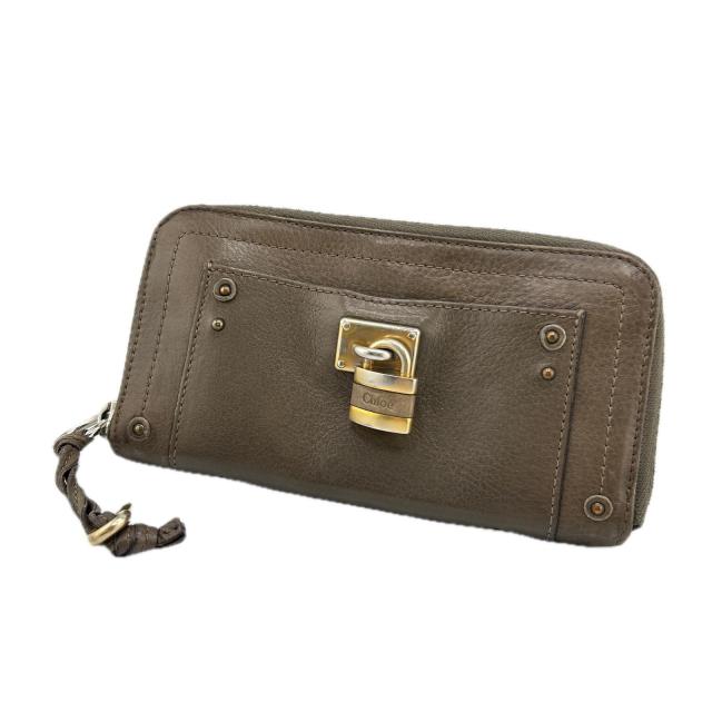 【BIGお買い物ラリー★30%OFFセール中】クロエ Chloe 長財布バティントン グレーベージュ×ゴールド レディース 中古