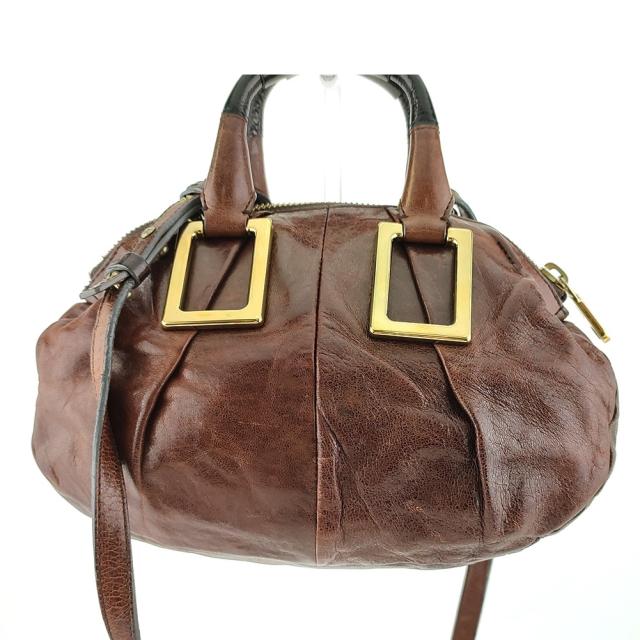 【X'masセール★30%OFF】クロエ Chloe ショルダーバッグエテル ブラウン ブラック ゴールド レディース 中古