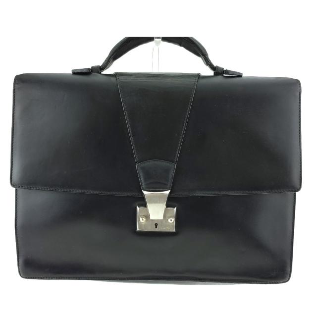 【BIGお買い物ラリー★30%OFFセール中】カルティエ CARTIER ビジネスバッグパシャ ブラック シルバー レザー メンズ 中古