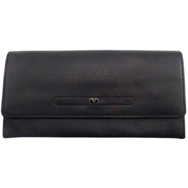 【BIGお買い物ラリー★30%OFFセール中】ヴァレンティノ・ガラヴァーニ Valentino Garavani 長財布Vマーク ブラック レディース 中古