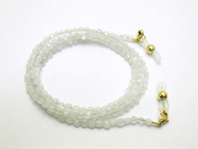 ムーンストーン カット 4mm メガネチェーン 置き忘れ防止 めがねホルダー メガネストラップ 眼鏡コード 近眼 老眼鏡 おしゃれ 父の日 母の日 敬老の日ギフト パワーストーン