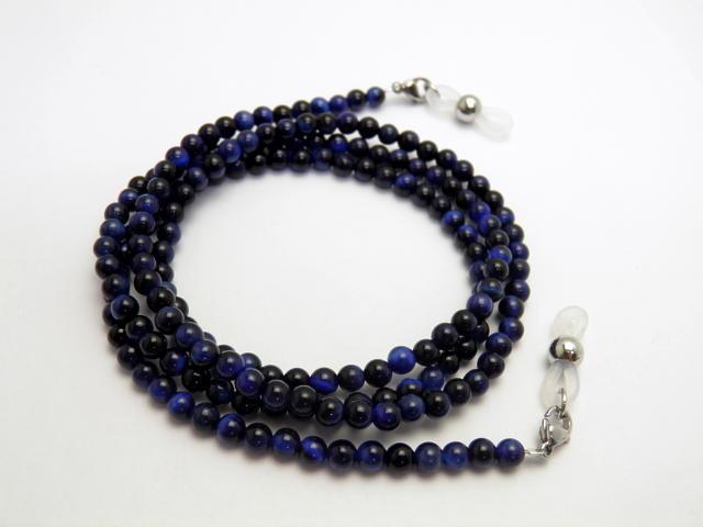 天然石 ラピスブルータイガーアイ3Ａ 4mm玉 メガネチェーン パワーストーン 眼鏡チェーン グラスコード プチギフト 転勤 退職 お礼 母の日 敬老の日 クリスマス ギフト