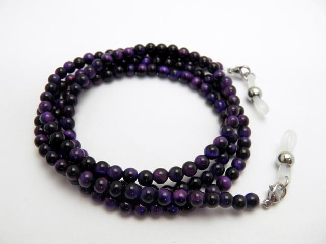 天然石 パープルタイガーアイ3Ａ 4mm玉 メガネチェーン パワーストーン 眼鏡チェーン グラスコード プチギフト 転勤 退職 お礼 母の日 敬老の日 クリスマス ギフト