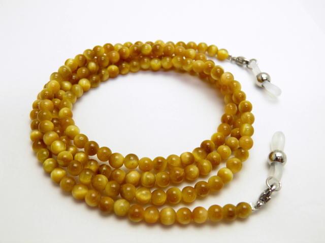 天然石 ゴールデンタイガーアイ3Ａ 4mm玉 メガネチェーン パワーストーン 眼鏡チェーン グラスコード プチギフト 転勤 退職 お礼 母の日 敬老の日 クリスマス ギフト