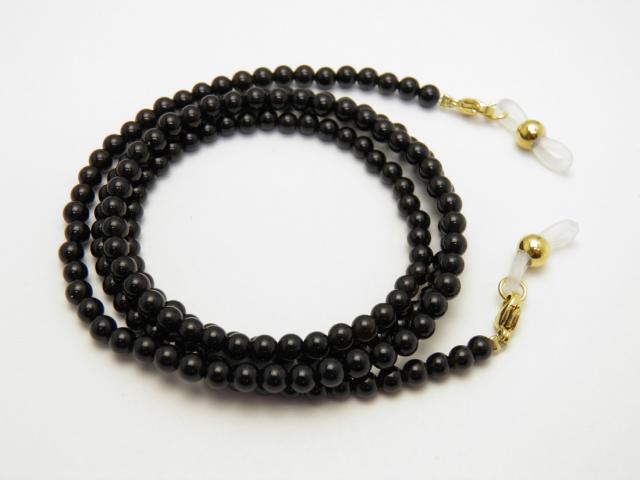 モリオン/黒水晶 AAA 4mm ロシア産 メガネチェーン パワーストーン 眼鏡チェーン グラスコード