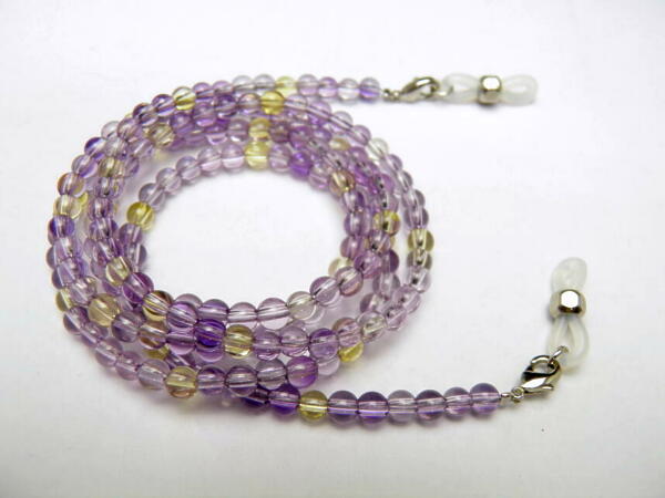 アメトリン 4mm玉 丸玉 メガネチェーン パワーストーン 置き忘れ防止 めがねホルダー メガネストラップ 眼鏡コード 近眼 老眼鏡 おしゃれ 父の日 母の日 敬老の日ギフト