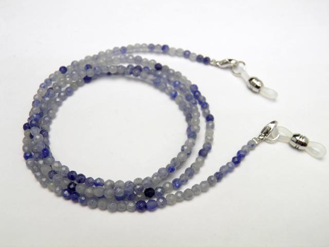 天然石 メガネチェーン 32面ミラーボールカット デュモルチライト 3mm玉メガネチェーン パワーストーン 天然石 デュモルチライト 32面ミラーボールカット レディース メガネチェーン パワーストーン