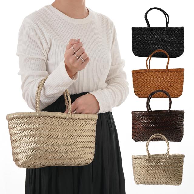 【商品レビューでポイント＋5％】 DRAGON DIFFUSION ドラゴンディフュージョン Mini Flat Gora ミニフラットゴーラ レディース レザー かごバッグ メッシュ バッグ 編み込み 鞄 手提げ 8809