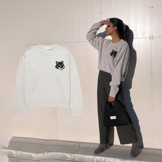 【商品レビューでポイント＋5％】 MAISON KITSUNE メゾンキツネ 長袖 ニット プルオーバー セーター FOX HEAD INTARSIA COMFORT JUMPER レディース LW00815KT1063 並行輸入品