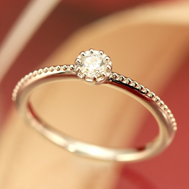 Pt950【0.12ct】 ミル打ち 一粒 ダイアモンド リング 指輪 Pt950【0.12ct】 ミル打ち 一粒 ダイアモンド リング 指輪