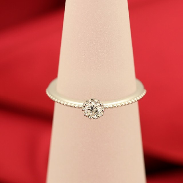 Pt950【0.12ct】 ミル打ち 一粒 ダイアモンド リング 指輪 Pt950【0.12ct】 ミル打ち 一粒 ダイアモンド リング 指輪