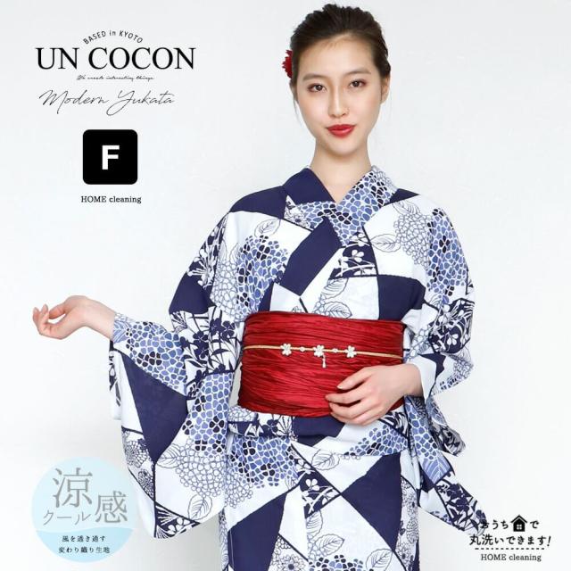 送料無料　夏新作　女性浴衣　レディース浴衣　浴衣　単品　浴衣単品　レトロ　仕立て上がり　レディース　女性用　フリー　青　ブルー　ネイビー　白　ホワイト　花柄