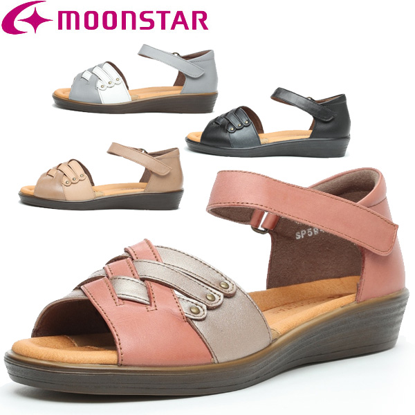 ムーンスター moonstar スポルス レディース コンフォート サンダル SP5942 ブラックコンビ 国産 日本製 黒 SP5942 レディース・婦人