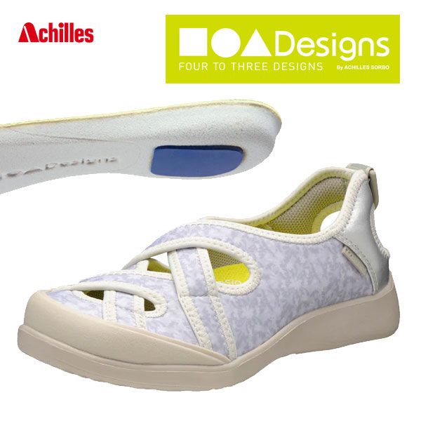 アキレス ACHILLES フォートゥースリーデザインズ 090 シルバー CUD0900-SL レディース シューズ 靴 ストレッチ スリッポン