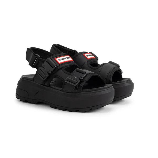 ハンター HUNTER ユニセックス シティ リベル ネオ レザー バックル サンダル ブラック UFD3109LEA-BLK シューズ