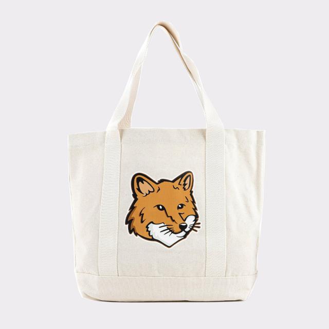 メゾンキツネ MAISON KITSUNE FOX HEAD TOTE BAG トート バッグ LW05101WW0050 キャンバス 帆布 エクリュ ベージュ ホワイト アイボリー