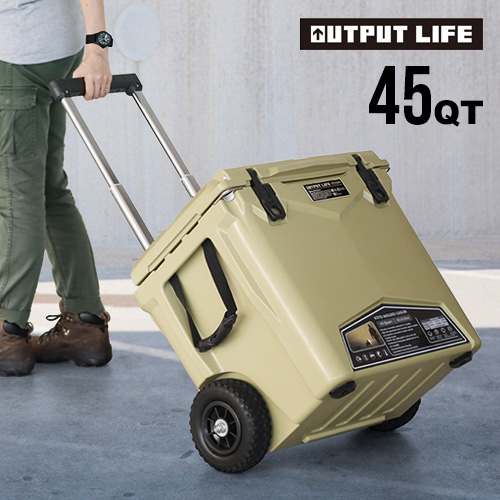 アウトプットライフ × ディーライト アイスランド クーラーボックス ホイール付き 45QT / 約42L OUTPUT LIFE × Deelight iceland Cooler Box with Wheels クーラーボックス 大型 大容量 タイヤ付き コラボ 保冷力 釣り【送料無料】