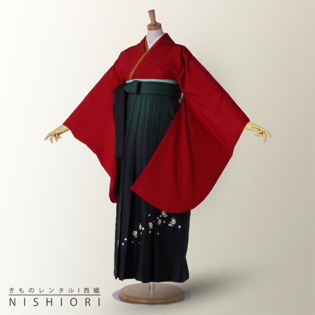 二尺袖着物 袴 レンタル 貸衣装 赤×紫 袴 小学生 対応 ブーツ選択可