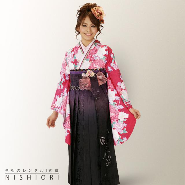 二尺袖着物 袴 レンタル 貸衣装 H L 赤 紫 刺繍 小学生 対応 ブーツ選択可