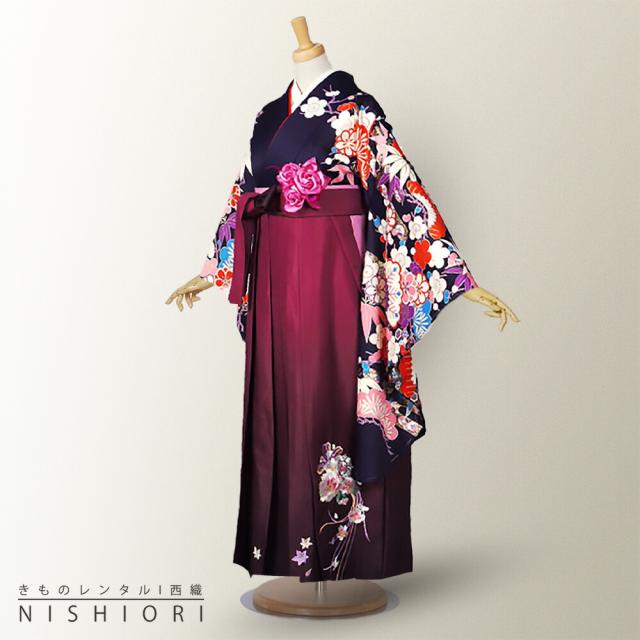 二尺袖 着物 袴 レンタル 貸衣装 From Kyoto ブランド Mサイズ 紫 パープル えんじ 刺繍 小学生 対応 ブーツ選択可