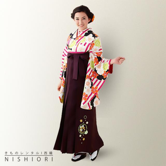 二尺袖 着物 袴 レンタル 貸衣装 夢千代 袴 Mサイズ オレンジ ピンク 小学生 対応 ブーツ選択可