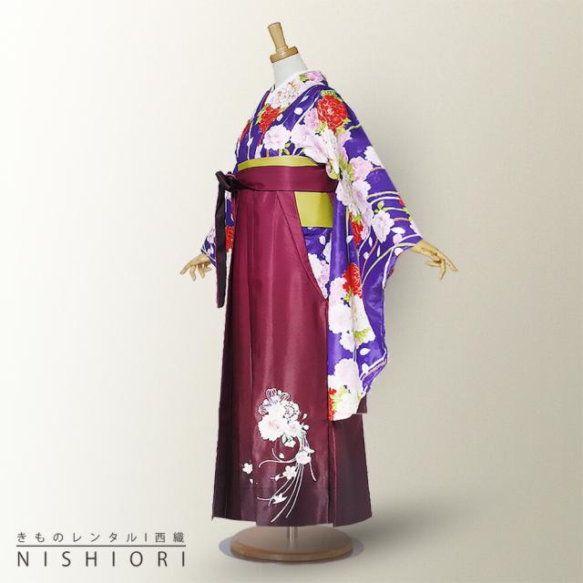 二尺袖 着物 袴 レンタル 貸衣装 夢千代 青 紫 ワイン 刺繍 袴 S M サイズ 小学生 対応 ブーツ選択可