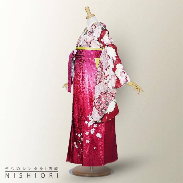 二尺袖 着物 袴 レンタル 貸衣装 Club HL×HL 赤 白 花 鹿の子 ワイン 無地 刺繍 袴 S M L サイズ 小学生 対応 ブーツ選択可