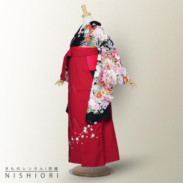 二尺袖 着物 袴 レンタル 貸衣装 From Kyoto 黒 ワイン 無地 刺繍 袴 S M サイズ 小学生 対応 ブーツ選択可