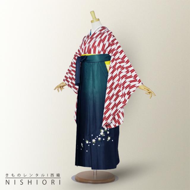 二尺袖 着物 袴 レンタル 貸衣装 エンジ 赤 矢絣 袴 S Mサイズ 小学生 対応 ブーツ選択可