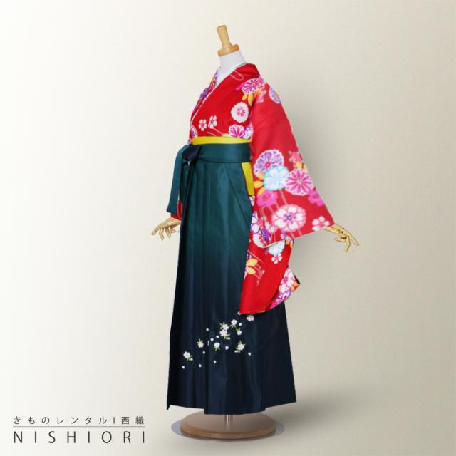 二尺袖 着物 袴 レンタル 貸衣装 袴 S Mサイズ 小学生 対応 赤 桜 菊 橘 緑 ブーツ選択可