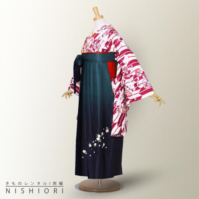 二尺袖 着物 袴 レンタル 貸衣装 袴 S Mサイズ 小学生 対応 白 赤 紅矢羽 桜 緑 ブーツ選択可