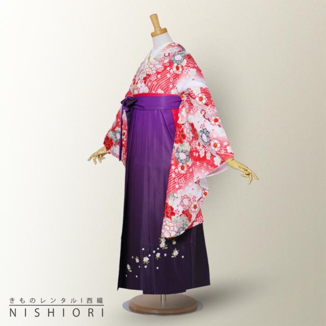 二尺袖 着物 袴 レンタル 貸衣装 袴 S Mサイズ 小学生 対応 白 赤 紫 刺繍 ブーツ選択可